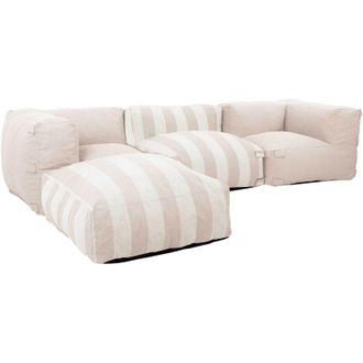 Oviala Canap&eacute; dangle ray&eacute; de jardin modulable 4 places Beige - Mixi