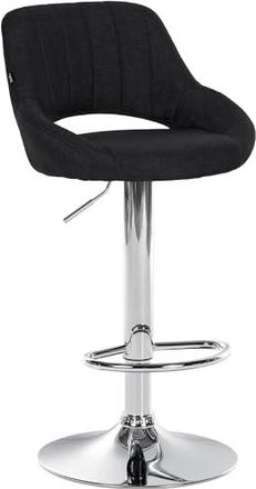 Clp Tabouret De Bar Milet en Tissu I Chaise Haute De Bistrot avec Repose-Pieds Et Pied en M&eacute;tal I Pivotant R&eacute;glable, Couleur:Noir, Couleur du Cadre:Chrome