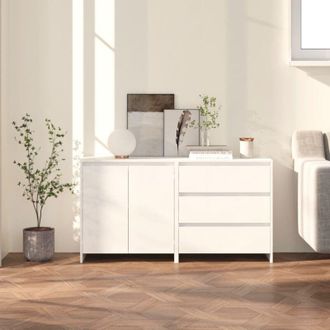 vidaXL Buffets 2 pcs Blanc Bois ding&eacute;nierie Vidaxl