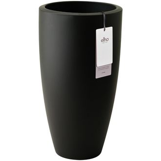 ELHO June Rund High 30 - Blumentopf, Pflanzkübel für Innen und Außen - 100% Recyceltem Plastik - Ø 29.5 x H 52.5 cm - Schwarz/Schwarz