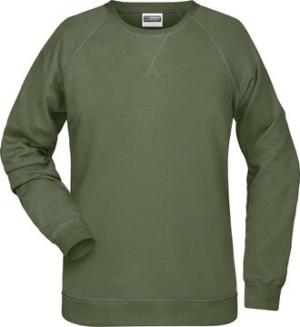 James & Nicholson Damen Raglan Sweatshirt - Sweatshirt aus Bio-Baumwolle mit leicht tailliertem Schnitt | Farbe: Olive | Grösse: XXL