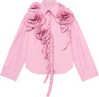 Blumarine Chemise orn&eacute;e de roses - Femme - Blouses et Chemises - Rose - Taille: 36 FR