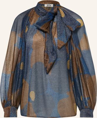 Siyu Siyu Schluppenbluse Mit Glitzergarn blau
