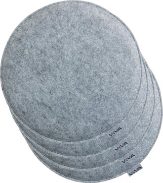 Brandsseller 4er Set Sitzkissen aus Filz Ø 35x2 cm - Robuste Stuhlauflagen für innen und außen, rundes Sitzpolster, strapazierfähiges Kissen für Stühle - Hellgrau