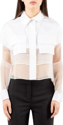 Elisabetta Franchi Femme, Blouses et Chemises, Blanc, Taille: 38 FR Monogram Embroidery Shirt