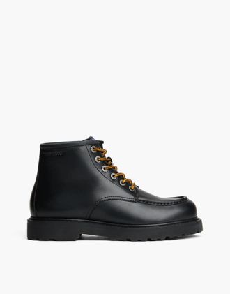 Tommy Jeans Archive Leder-Schn&uuml;r-Mid-Boots in Schwarz