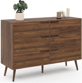 IDMarket Idmarket - Commode 6 tiroirs helsinki 115 cm scandinave effet noyer