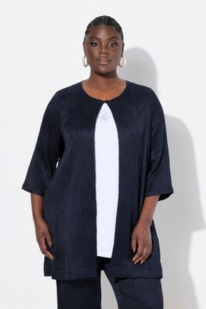 Ulla Popken Blusenjacke Blusenjacke A-Linie Rundhals R&uuml;cken-Kellerfalte