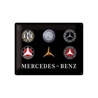 Nostalgic Art Retro Blechschild, 30 x 40 cm, Mercedes-Benz - Logo Evolution - Geschenk-Idee für Mercedes-Benz Accessoires Fans, Original Lizenzprodukt (OLP), aus Me