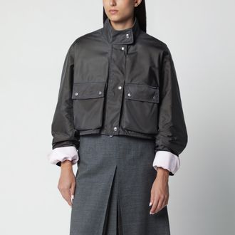 Prada Re-Nylon Washed Jacke in Bleigrau