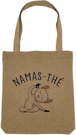 Fabulous Sac Shopping Tote Bag Aspect Lin - Namas-th&eacute; Brebis Animaux Mignon Indien Th&eacute; - Sac de Courses Toile Epaisse 360g Beige Naturel Cabas Port&eacute; Epaule Sol