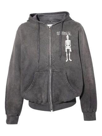 Doublet hoodie zippé à appliqué squelette - Noir