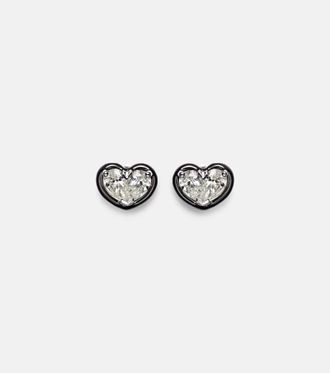 Kamyen Jewellery Boucles doreilles Heartbeats en or blanc 18 ct, émail et diamants