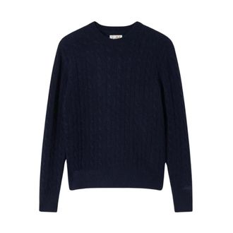 Saint Barth Pull Sorbonne en laine tress&eacute;e - Femme - Pulls - Bleu - Taille: 36 FR