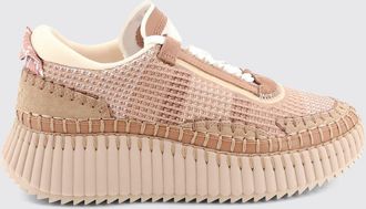 Chlo&eacute; Plateau-Sneakers Nama aus Leder und Mesh mit Kontrastn&auml;hten