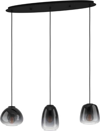 Eglo Lampe suspendue en verre, noir et gris transparent E27 3x40w l: 84 cm b: 19,5 cm H: 104,5 cm