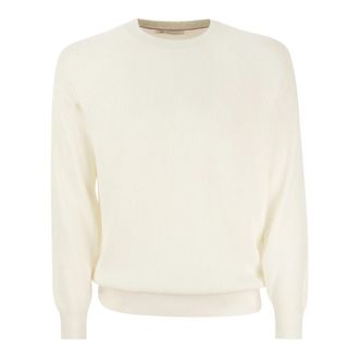 Brunello Cucinelli Baumwoll-Rippstrickpullover mit Raglan&auml;rmel - - Knitwear - Herren - Beige - L