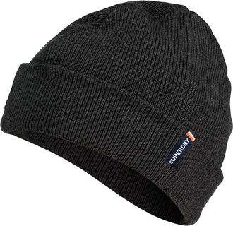 Superdry Strickm&uuml;tze mit essentiellem Logo, Iron Grey Marl, Einheitsgr&ouml;&szlig;e