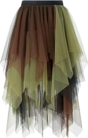 Generic Body m&eacute;tallique pour femme - Taille haute &eacute;lastique - Jupe midi - Jupe superpos&eacute;e irr&eacute;guli&egrave;re en maille - Jupe dHalloween, Violet fonc&eacute;., S