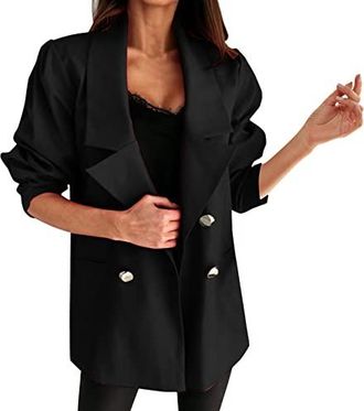 Generic 2026 Vestes pour femmes, veste l&eacute;g&egrave;re et fine, &agrave; manches longues, poches daffaires, manteaux, Noir, L