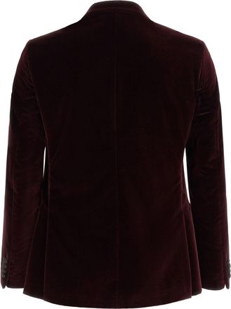 Pal Zileri Cotton Velvet with Satin Peak Lapels Blazer - Burgundy