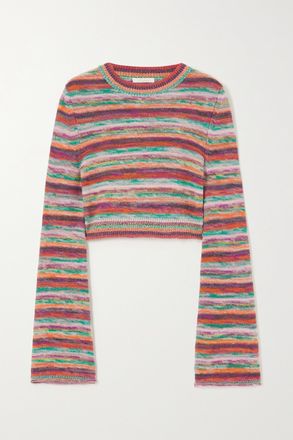 Chlo&eacute; Haut Raccourci En Laine Et Cachemire M&eacute;lang&eacute;s Teints Par Espacement &Agrave; Rayures - Violet