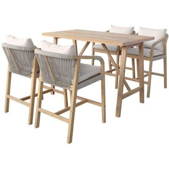 Sweeek Garten-Bartisch aus Akazienholz mit 4 St&uuml;hlen