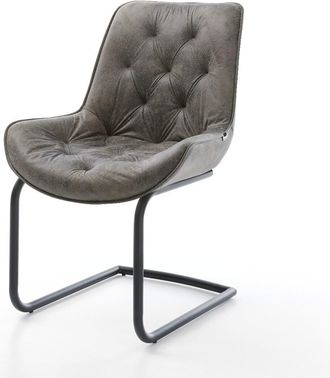 DELIFE Freischwinger Taimi-Flex Mikrofaser Grau Antik Freischwinger rund Schwarz, Esszimmerstühle