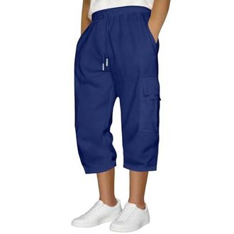 Generic Pantalon de jogging pour homme - Gris - Longueur 3/4 - Pantalon de loisirs baggy - Confortable - Pantalon de plage respirant - Pantalon de surv&ecirc;tement