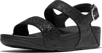 FitFlop Femme Lulu Crinkled-Shimmer Back-Strap Sandals, Noir m&eacute;tallique, 39 EU
