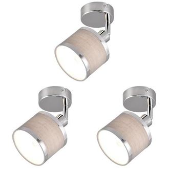 Trio Leuchten Wandspot Arosa 812100106, Metall Chrom, Schirm Stoff, exkl. 1x E14 (Packung mit 3)