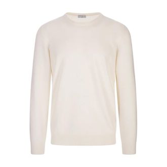 Fedeli Homme, Pulls, Blanc, Taille: 2XL Pull en Cachemire Blanc à Col Rond