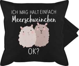 Shirtracer Kissenbezug - Statement Kissen mit Sprüchen - Ich mag halt einfach Meerschweinchen OK? - weiß - 50 x 50 cm - Schwarz - kissenhülle sprüche spruch bezu