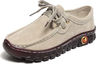 Generic Chaussures orthopédiques confortables - Mocassins plats décontractés pour femme - Bout carré - Mocassins Oxford à fond souple, kaki, 39.5 EU