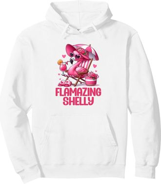 BDAZ Flamazing Shelly Pink Flamingo Tropical Beach Trip Damen Pullover Hoodie