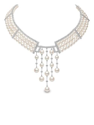 Yoko London 18kt Wei&szlig;goldhalskette mit Perlen - Silber