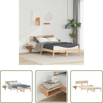 vidaXL Massives Holz - Bettrahmen mit Kopfteil Braun 140 x 200 cm Massives Kiefernholz