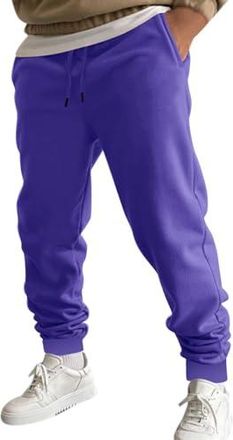 Generic Pantalon de surv&ecirc;tement pour homme avec cordon de serrage et taille &eacute;lastique - Pantalon de jogging dhiver - Couleur unie - Pantalon de course &agrave; pied 