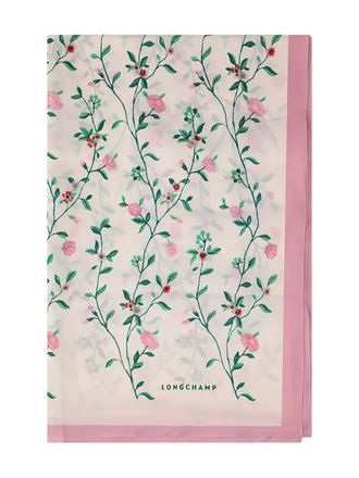 Longchamp foulard &agrave; fleurs imprim&eacute;es - Rose