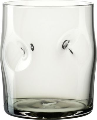 Leonardo VESUVIO Trinkglas grau - 1 St&uuml;ck - 300 ml - Farbglas - Handgefertigt - Wasserglas - Softdrinkbecher - Sp&uuml;lmaschinengeeignet - Einzigartige Einkerbunge