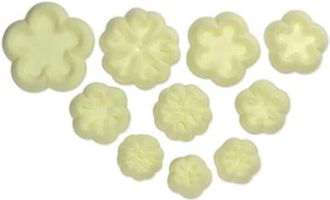 PME 103FF006 Jem Ausstechformen für Kleine Gänseblümchen/Blüten und Schlüsselblumen, Sortiment, Kunststoff, Ivory, 9 x 1 x 16 cm, 10-teilig