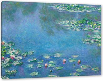 Pixxprint Pixxprint Claude Monet - Seerosen IV, Gr&ouml;&szlig;e: 100x70cm, Leinwandbild, fertig gespannt, Wandbild, Dekoration, Kunstdruck, kein Poster