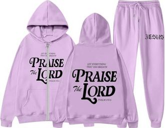 Generico Ensemble 2 pi&egrave;ces pour femme Sweat &agrave; capuche Faith Over Fear et pantalon ensemble de v&ecirc;tements confortables chr&eacute;tiens pour adolescents et femmes, Viol