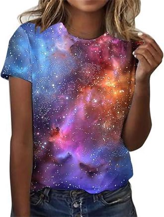 Generic Tee Shirt Femme Sport D&eacute;t&eacute; Manche Court Basiques Hauts T Shirt D&eacute;t&eacute; D&eacute;contract&eacute;e L&acirc;che Vetement Chic Manches Courtes Chemises L&acirc;che Et Respirant Coton