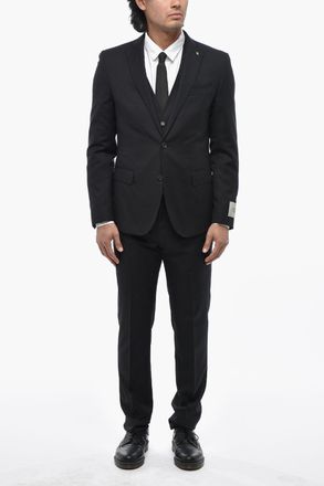 Corneliani CC COLLECTION 3-Teiliger Anzug Aus Jacquard-Seidenmischung Corneliani