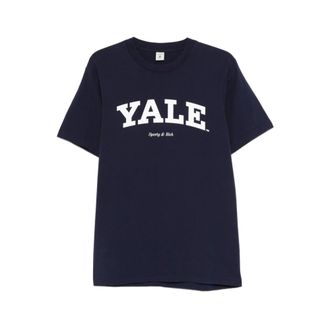 Sporty & Rich Femme, Tops, Bleu, Taille: 40 FR T-Shirt Col Rond