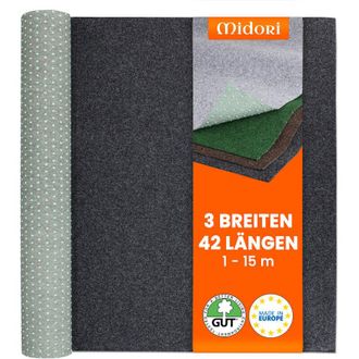 Midori Rasenteppich 100 x 300 cm Schwarz Kunstrasen-Teppich mit Noppen Balkon Terrasse Outdoor wasserdurchl&auml;ssig