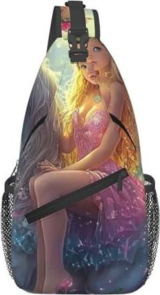 Generic Sac &agrave; dos &agrave; bandouli&egrave;re avec motifs licornes et f&eacute;es fantaisie, sac &agrave; bandouli&egrave;re de voyage, sac &agrave; dos &agrave; bandouli&egrave;re pour homme, sac &agrave; dos de randonn&eacute;
