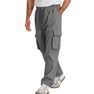 Generic Pantalon de jogging pour homme - Pantalon cargo d&eacute;contract&eacute; pour homme - L&eacute;ger et confortable - Pantalon de travail d&eacute;t&eacute; - Respirant - Coupe ample - P