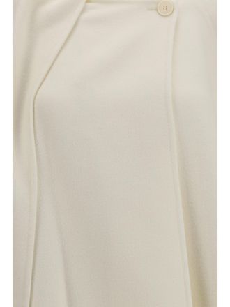 Alaia Boiled Wool with Integrated Scarf Coat - Beige